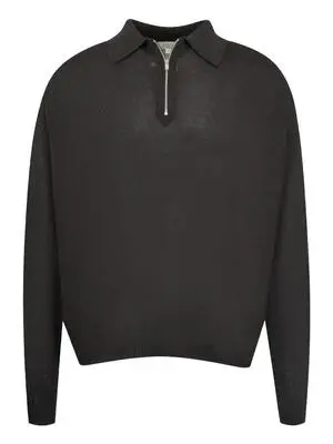 Studio Nicholson Heddy Zip-up Polo Sweater - Black