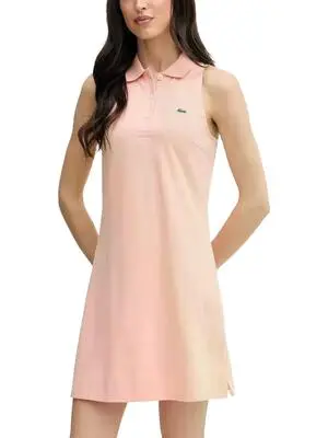 Lacoste Sleeveless Mini Polo Dress With Piqué Texture - Pink