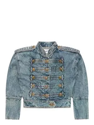 Vaquera Napoleon Cropped Denim Jacket - Blue