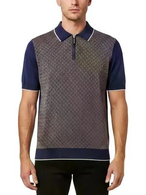 Stefano Ricci Geometric-pattern Quarter-zip Polo Shirt - Blue