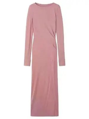LANVIN Draped Crepe Jersey Maxi Dress - Pink