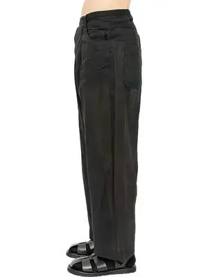 JAN JAN VAN ESSCHE Sheer Finish Twill Oversized Trousers - Black