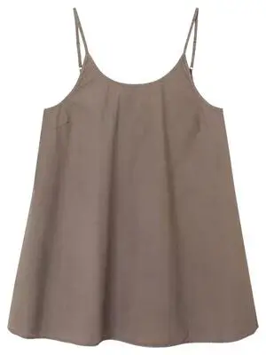 American Vintage Cotton A-line Mini Dress With Adjustable Straps - Brown