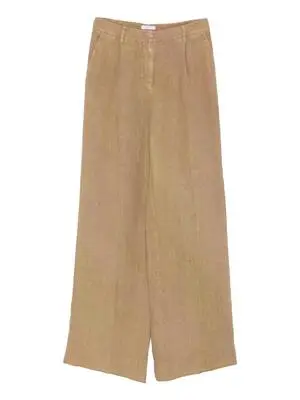 Boglioli Linen Pleated Wide-leg Trousers - Neutrals
