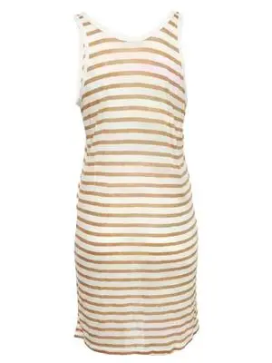 424 Striped Sleeveless Mini Dress - White