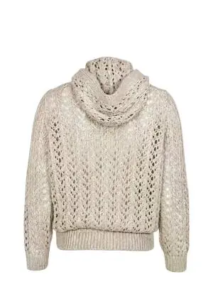 Eleventy Pointelle Knit Zip-up Hoodie - Neutrals