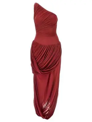 MAYGEL CORONEL One-shoulder Draped Maxi Dress - Red
