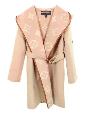 LOUIS VUITTON Monogram Hooded Wrap Coat - Neutrals