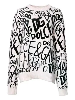 DOLCE & GABBANA Dolce & Gabbana Graffiti Logo Wool Sweater