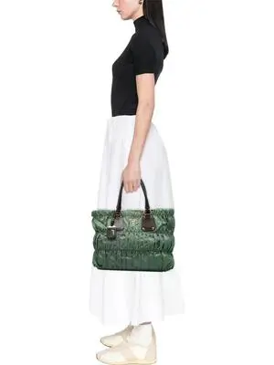Prada Tessuto Gaufre Tote Bag - Green