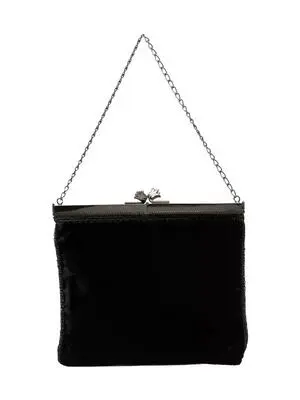 Prada Velvet Frame Bag With Kiss Lock Closure - Black