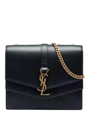 Saint Laurent Saint Laurent Medium Leather Monogram Sulpice Crossbody Bag Black