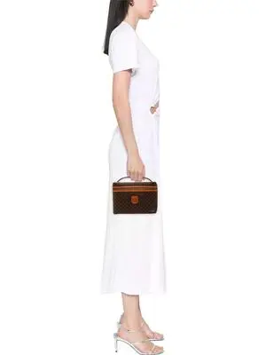 Celine Macadam Coated Canvas Vanity Bag - Brown