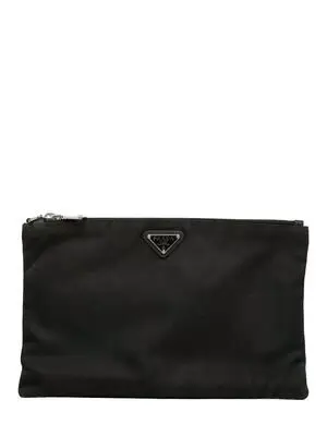 Prada Tessuto Zip Clutch Bag - Black