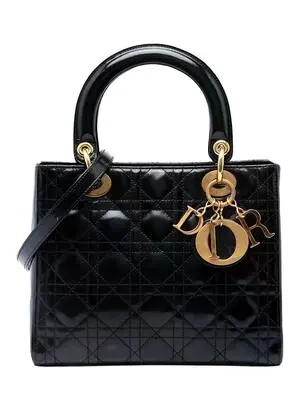 Dior Patent Cannage Lady Satchel - Black