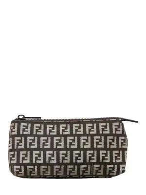Fendi Zucchino Canvas Coin Pouch - Brown