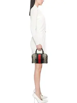 Gucci Small Gg Canvas Web Joy Boston Bag Satchel - Black