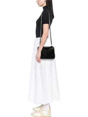 Saint Laurent Medium Chevron Sheepskin Monogram College Satchel - Black