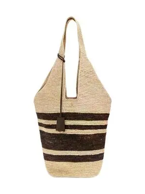 ANINE BING Leah Striped Raffia Tote Bag - Neutrals