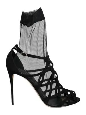 Dolce & Gabbana Mesh Panel Cage Stiletto Heeled Sandals - Black