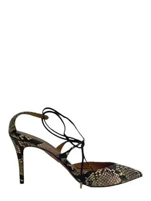 AQUAZZURA Snakeskin-effect Stiletto Pumps - Black