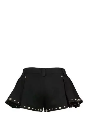 MARKGONG Faux Pearl Embellished Pleated Flared Skirt - Black