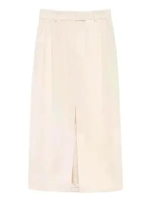 ANINE BING Meredith Midi Skirt With Front Slit - Neutrals