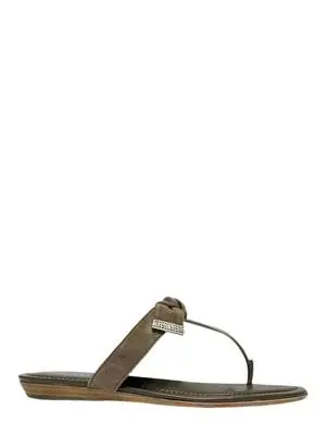 TOD'S Suede Bow Detail Thong Sandals - Brown