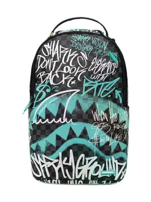 SPRAYGROUND Shark Graffiti-print Backpack - Black