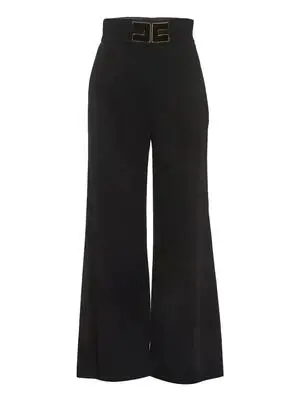 Elisabetta Franchi Logo Detail Wide-leg Trousers - Black