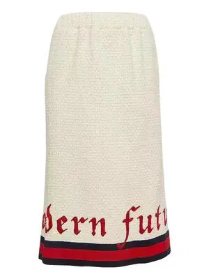 Gucci Tweed Embroidered Midi Skirt - Neutrals