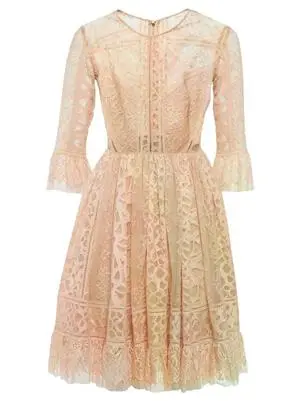 Elie Saab Lace Ruffled Dress - Pink