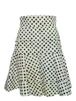 Dolce & Gabbana Polka Dot Print Tiered Flared Skirt - Neutrals
