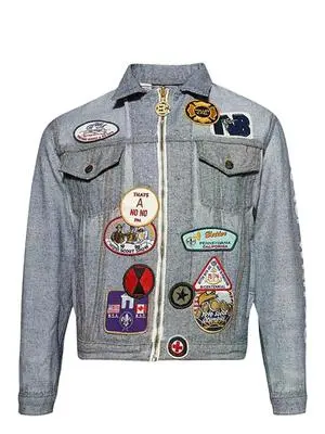 BETTER WITH AGE Patch Detail Reversible Denim Jacket - Blue