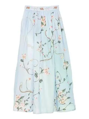 Agua Bendita Linen Maxi Skirt - Blue
