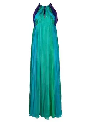 Alberta Ferretti Draped Tulle Silk Gown - Blue
