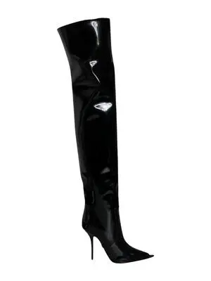 Dolce & Gabbana Cardinale Patent Leather Over-the-knee Stiletto Boots - Black