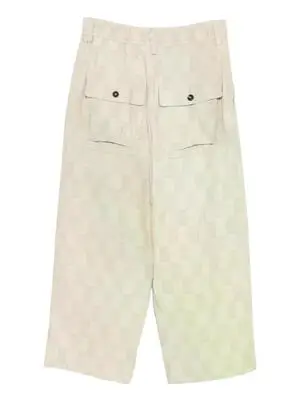 ZIGGY CHEN Checkered Drawstring Trousers - Neutrals