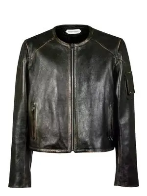 NAMACHEKO Distressed Effect Leather Jacket - Brown