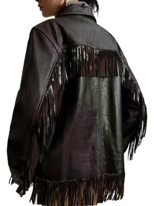 Polo Ralph Lauren Leather Fringe Jacket - Brown