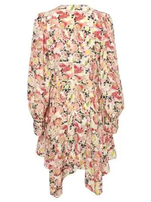 Stella McCartney Floral Print Silk Mini Dress - Neutrals