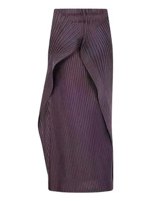 Issey Miyake Pleated Laye-effect Maxi Skirt - Red