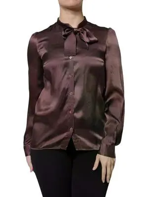 Dolce & Gabbana Pussy-bow Silk Blouse - Brown