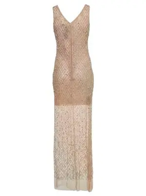 Elisabetta Franchi Sleeveless V-neck Maxi Dress - Neutrals