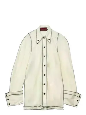CHRISTOPHER NEMETH Wide Cuff Shirt With Contrast Stitching - Neutrals