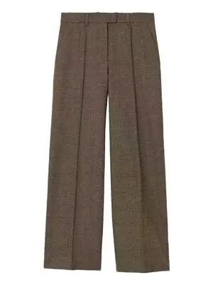 Burberry Prince Of Wales Check Wool-linen Blend Tailored Trousers - Brown