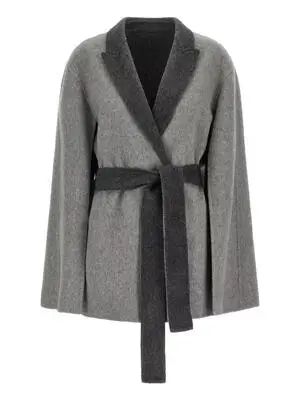 Alberta Ferretti Cape-sleeve Belted Cardigan-coat - Grey