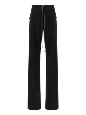 Rick Owens Dietrich Wide Leg Drawstring Trousers - Black