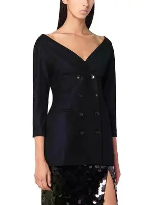 Alberta Ferretti Off-shoulder Fitted Jacket - Black