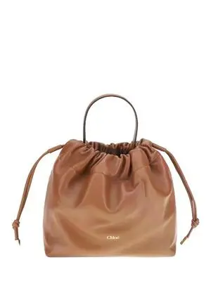 Chloé Drawstring Leather Bucket Bag - Brown